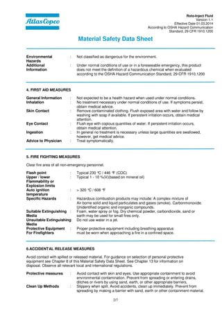 Atlas copco roto inject lubricant msds | PDF