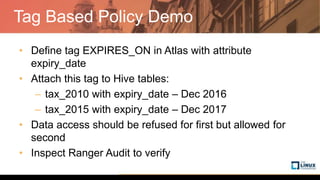 Tag based policies using Apache Atlas and Ranger | PPT