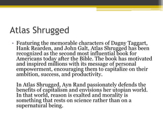 Atlas Shrugged Inspires Millions | PPTX