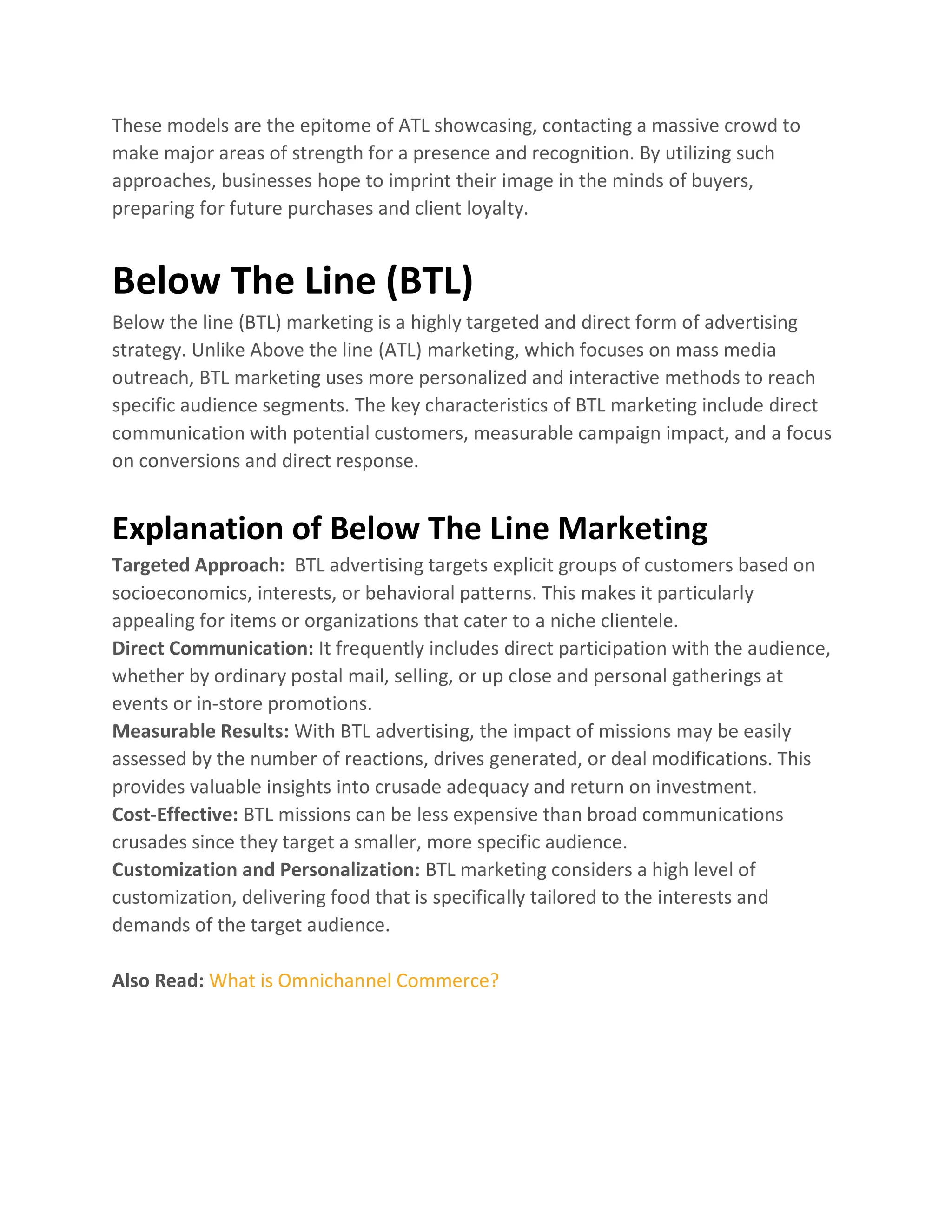 ATL, BTL, and TTL Advertising Understanding the Differences | PDF