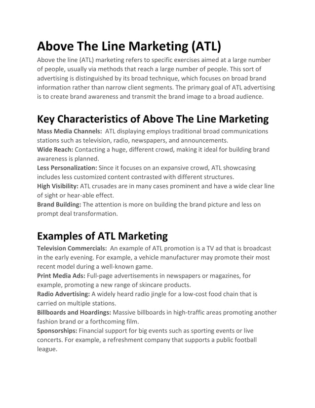 ATL, BTL, and TTL Advertising Understanding the Differences | PDF