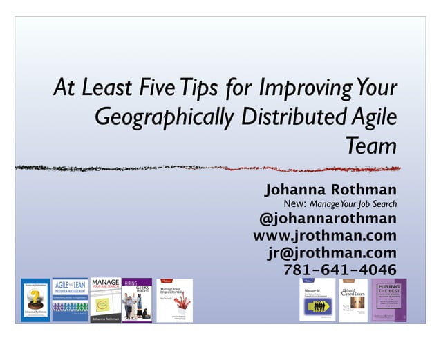 At Least Five Tips to Improve Your Geographically Distributed Agile Team | PDF