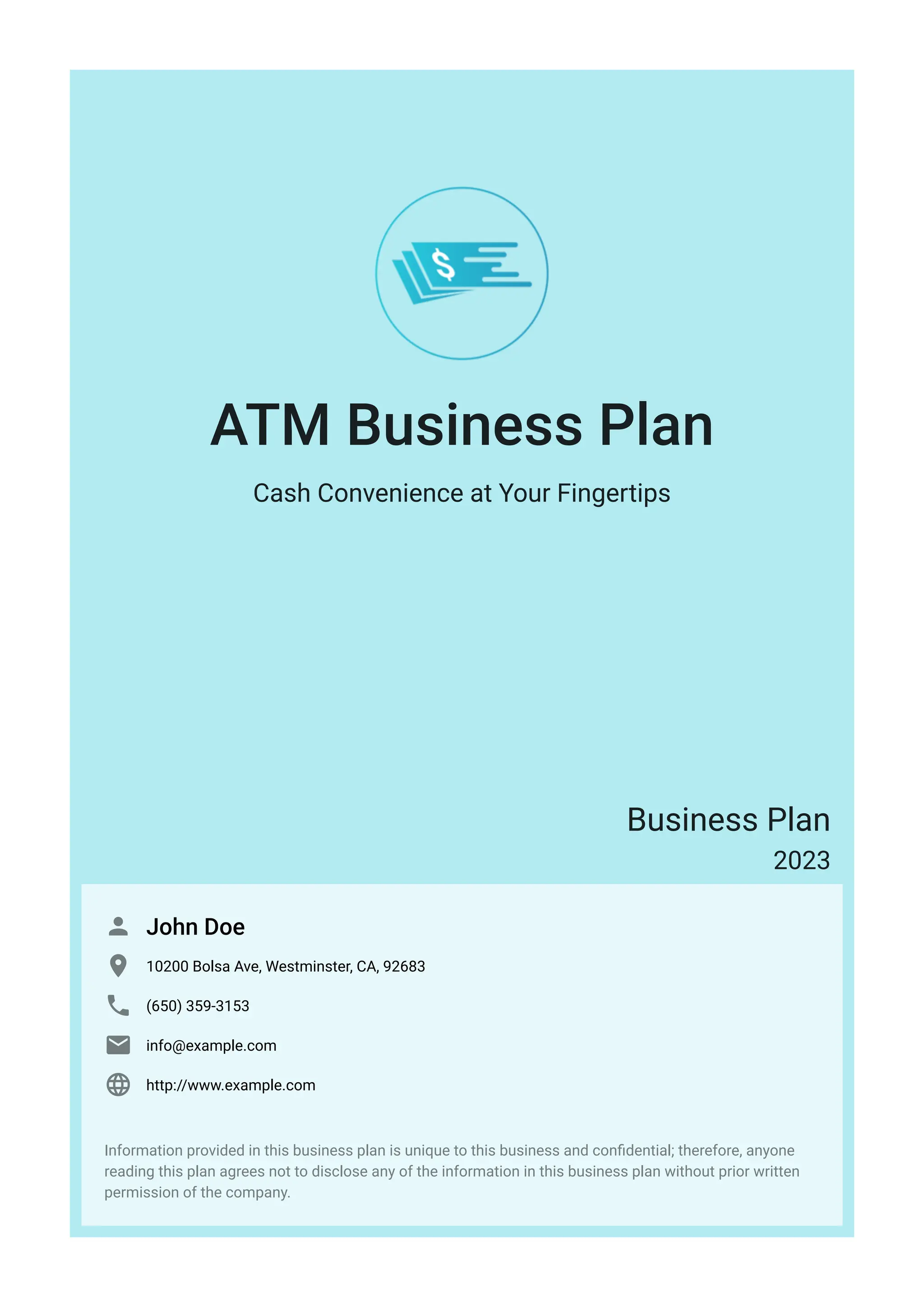 ATM Business Plan Example Template | PDF