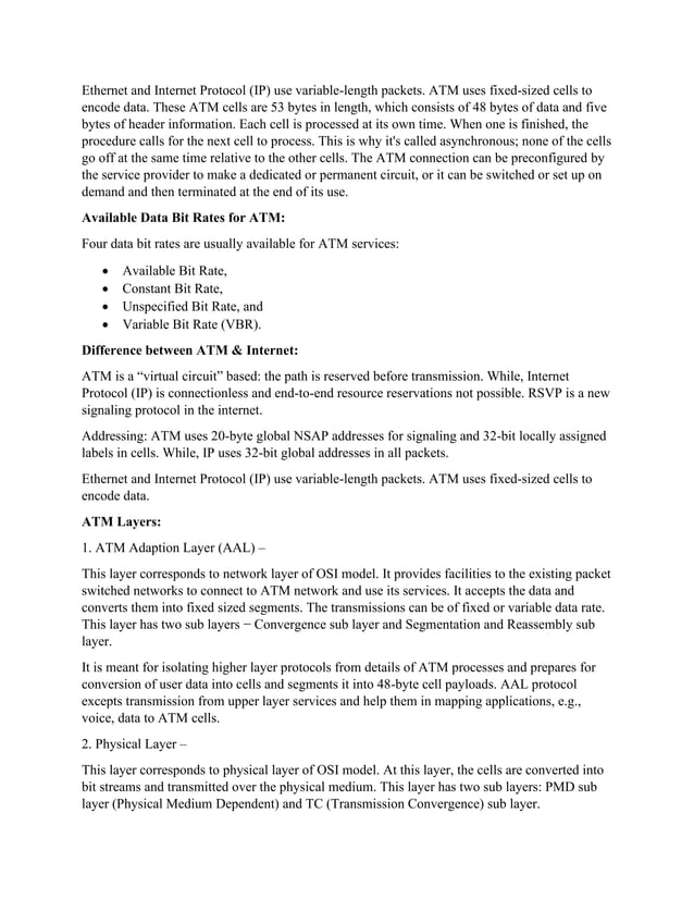 Asynchronous Transfer Mode Atm Pdf Computer Networking Computing