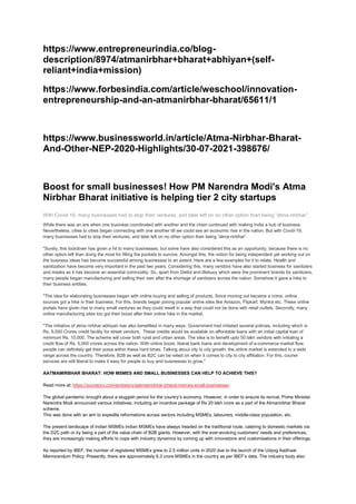 Atma-nirbhar-Boost for small businesses.docx | Manufacturing Industry | Industries