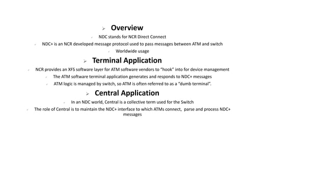 ATM and NDC Overview for eduction on ATM technology.pptx | Computing | Technology & Computing