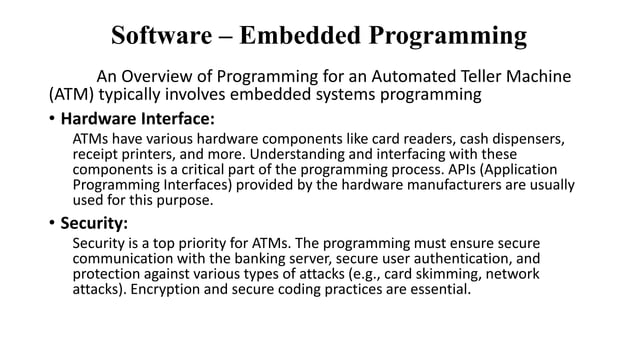 ATM BLock Diagram and its design uses development.pptx | Databases | Computer Software and ...