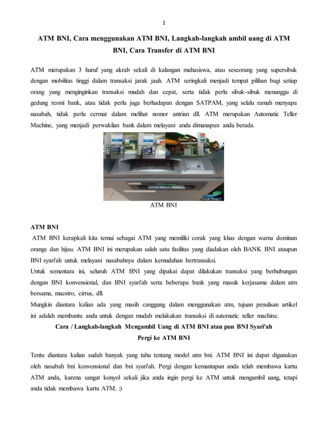 Atm bni | PDF