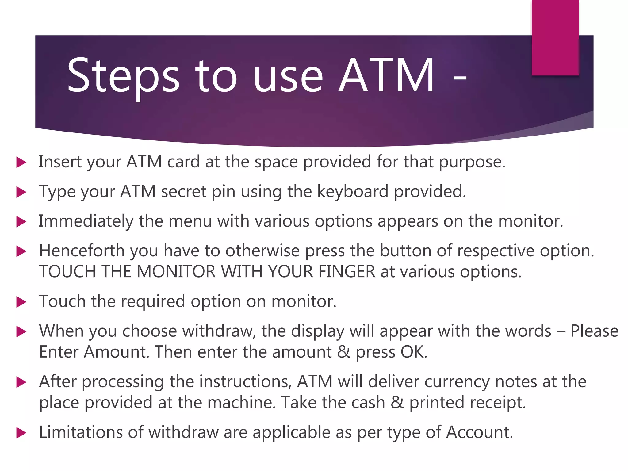 ATM and E- Banking | PPTX