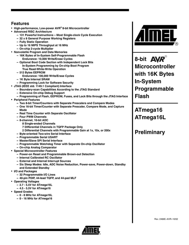 Atmega16 datasheet | PDF