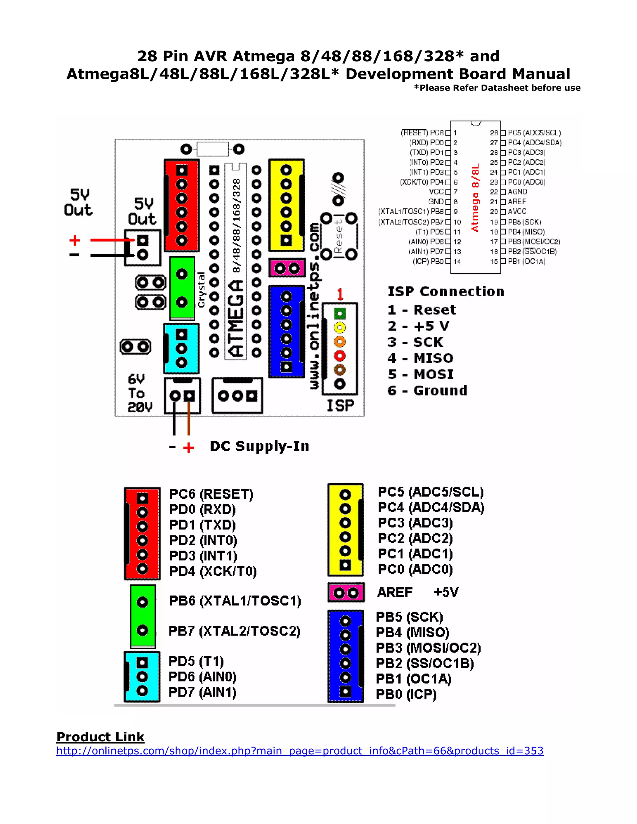 Atmega 8 48-88-168-328 development board manual | PDF