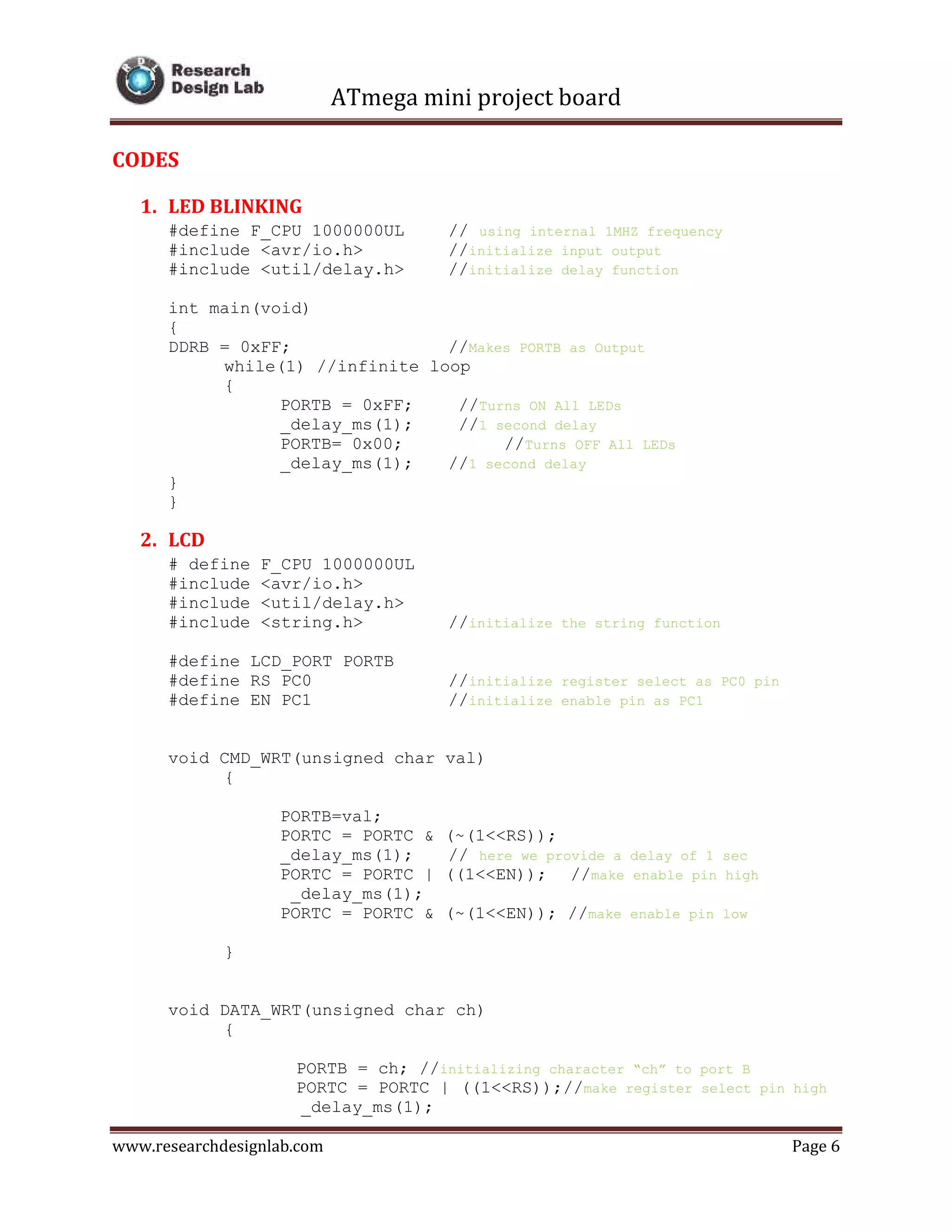 Atmega Mini project Board | PDF