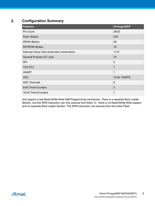 Atmel 42735-8-bit-avr-microcontroller-a tmega328-328-p_summary | PDF | Operating Systems ...