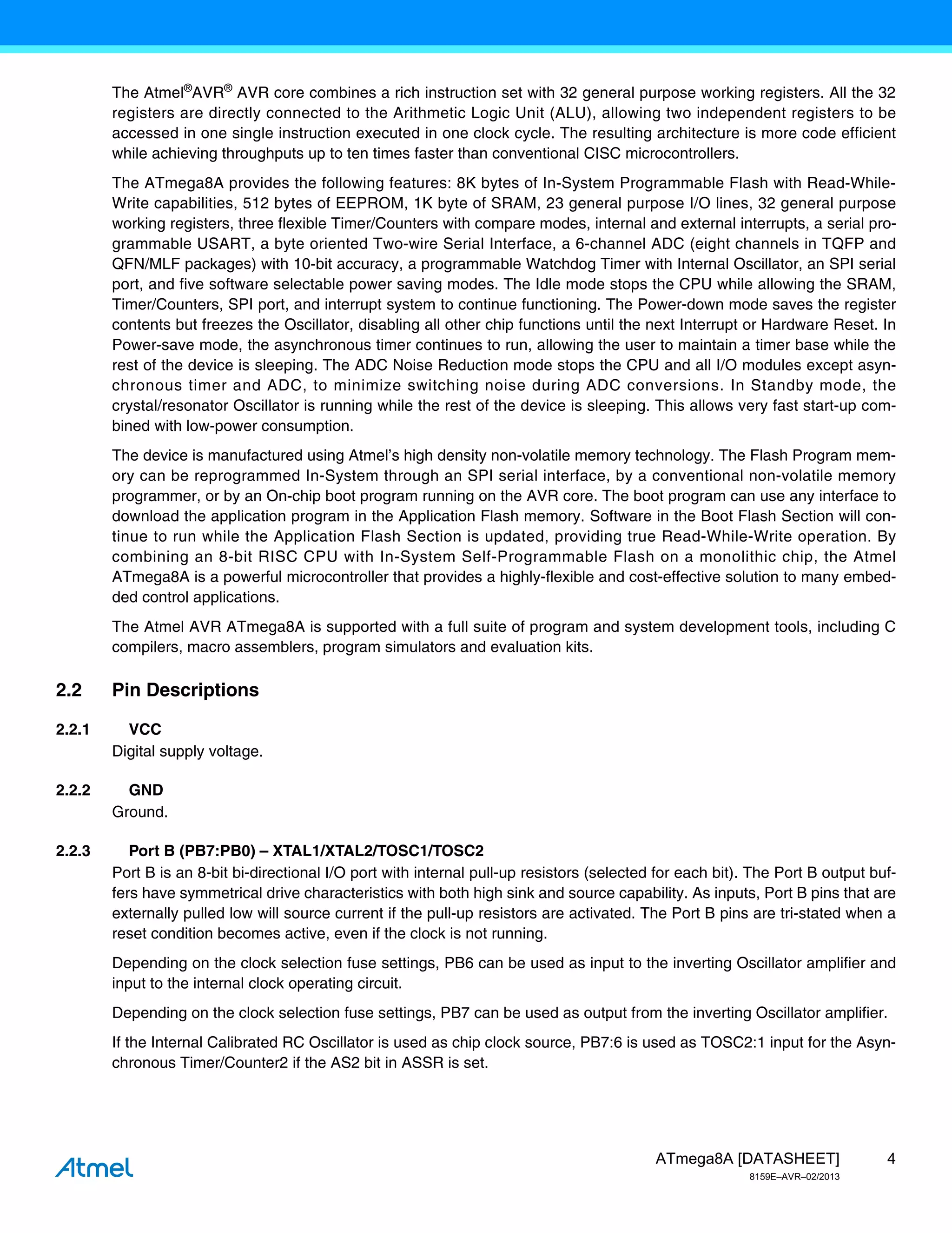 Atmel 8159-8-bit-avr-microcontroller-a tmega8-a_datasheet | PDF