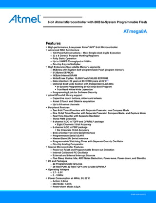 Atmel 8159-8-bit-avr-microcontroller-a tmega8-a_datasheet | PDF