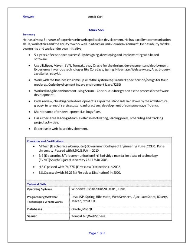 Atmik soni resume