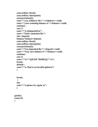 Atm machine using c++ | PDF