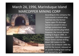 Major tailings dam disasters in the Philippines April 2011 | PDF