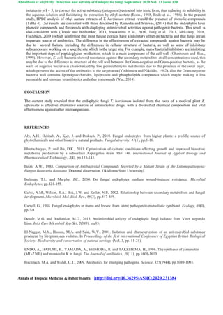 Molecular detection and antimicrobial activity of Endophytic fungi isolated from a medical plant ...