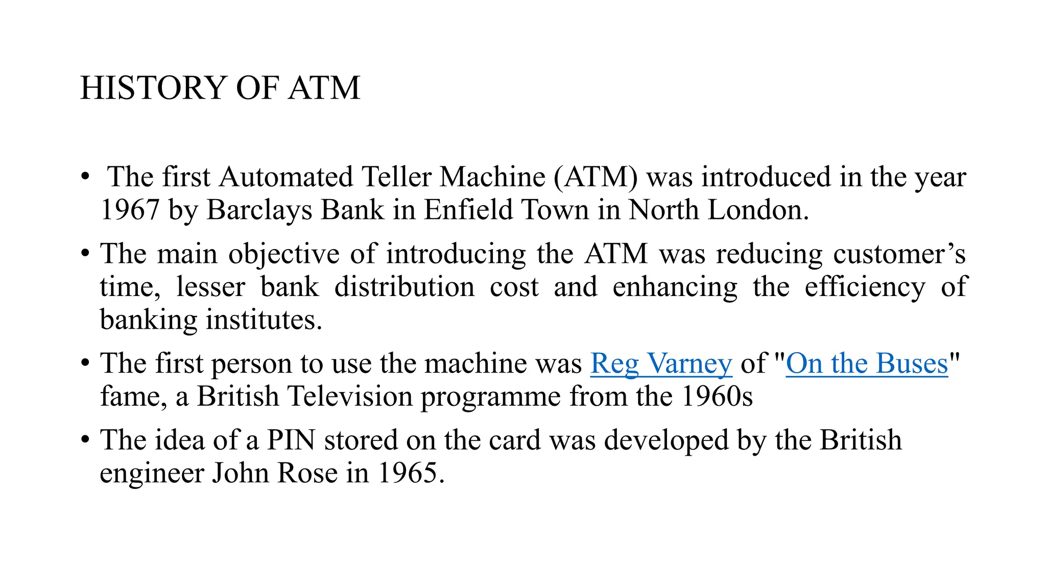 ATM(AUTOMATIC TELLER MACHINE)-HISTORY,TYPES, WORKING, STRUCTURE | PPTX