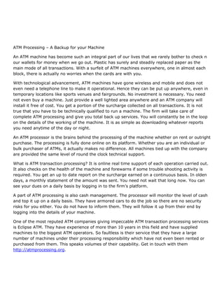 Atm processing – a backup for your machine | PDF
