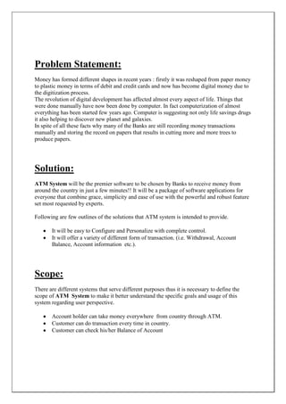 Atm proposal in oop | DOCX