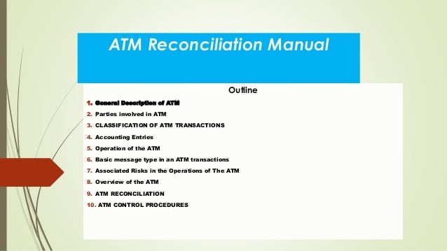 Atm reconciliation manual