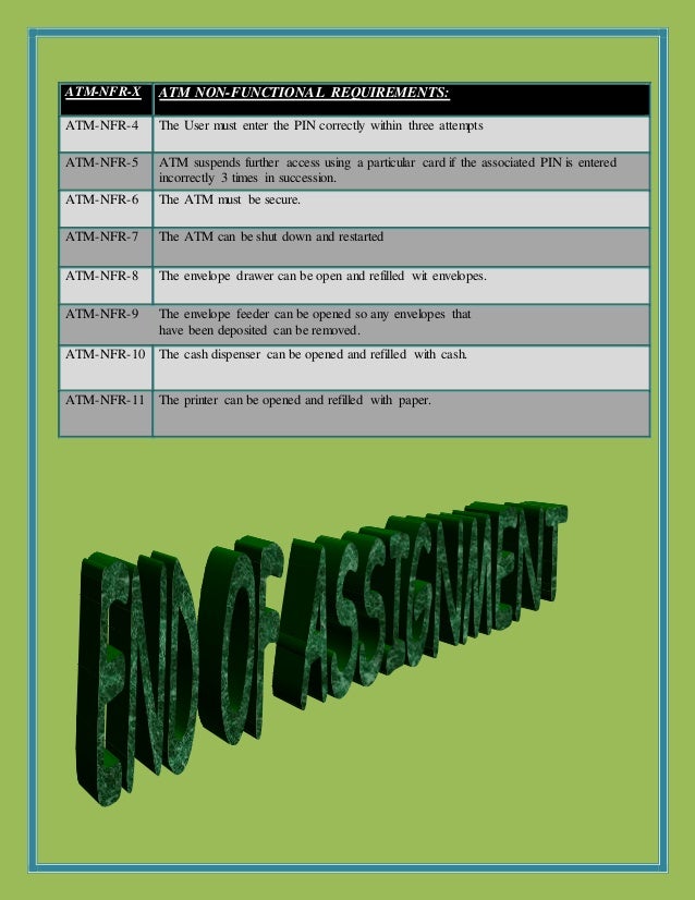 Atm System Description And Functional And Non Functional Requirements