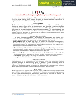 ATM SECURITY USING FACE RECOGNITION | PDF