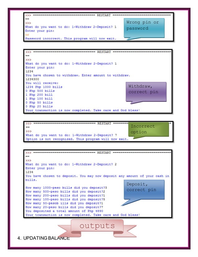 Atm simulation program using python | PDF | Free Download
