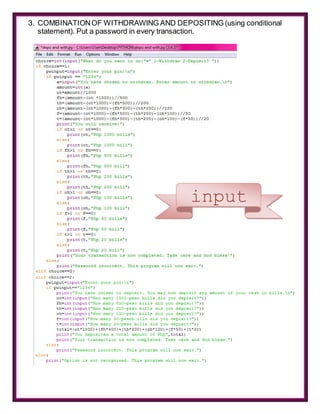 Atm simulation program using python | PDF