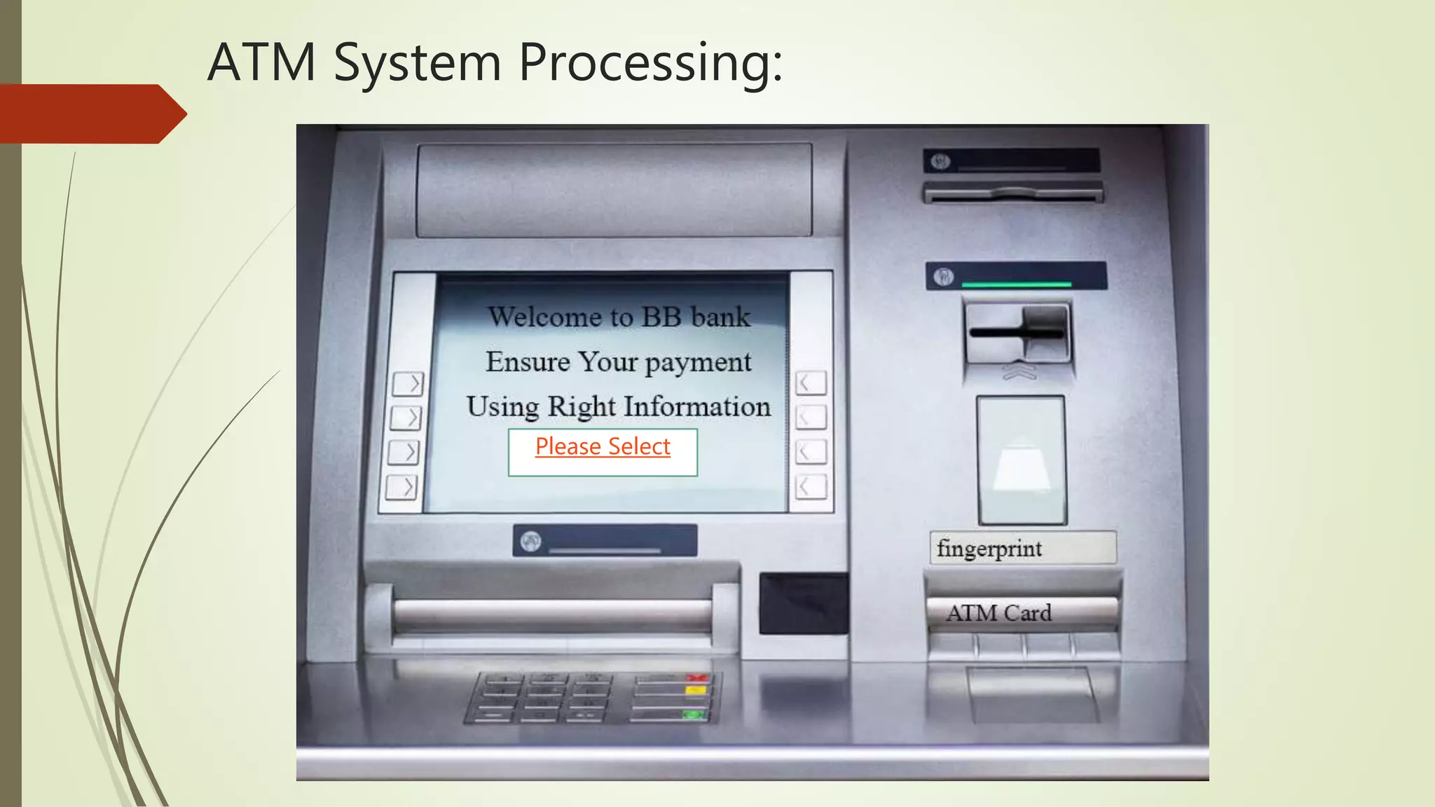 finger print based Atm software requirement story board | PPTX