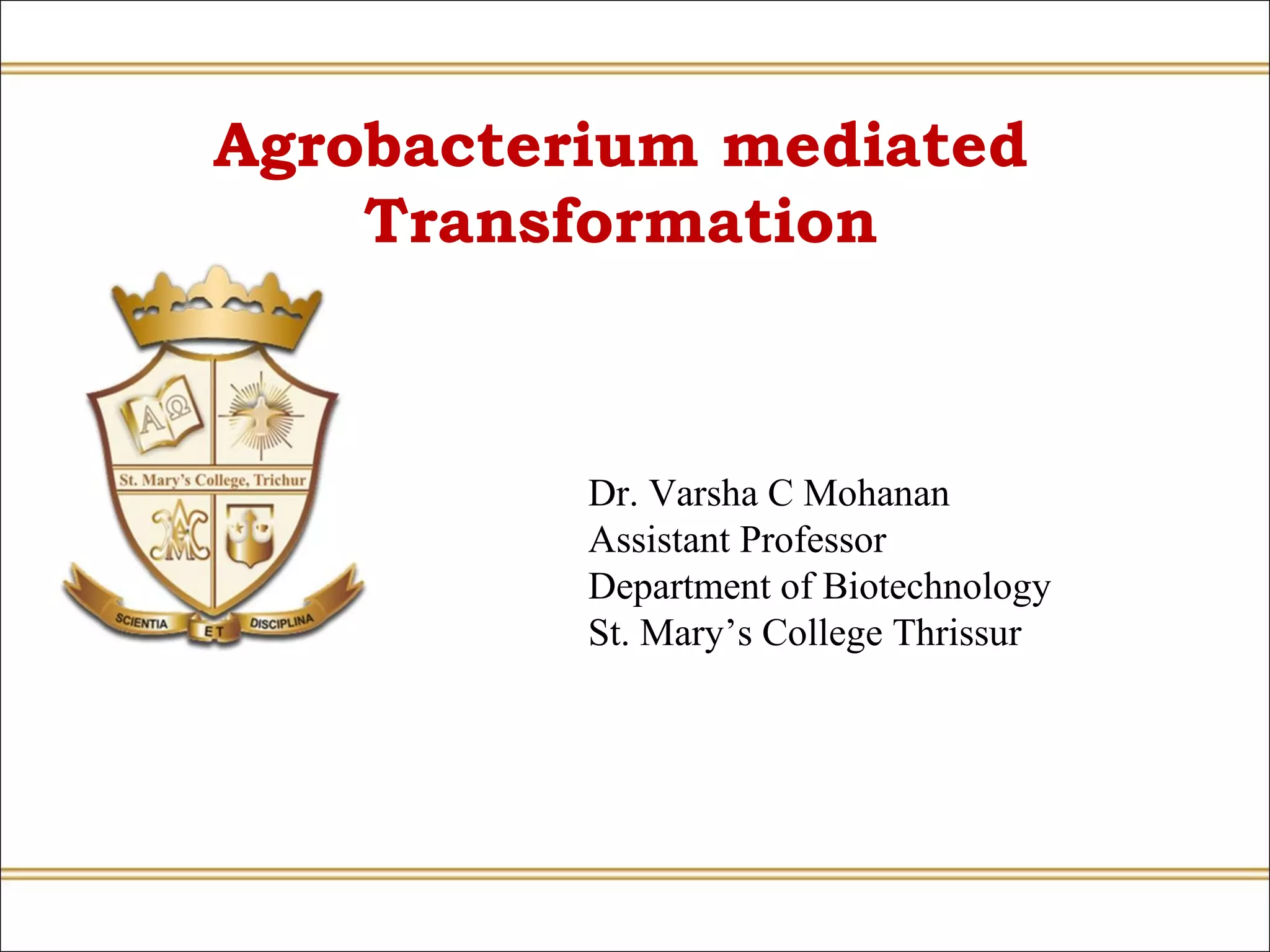 Biotechnology:Agrobacterium mediated Transformation | PPT