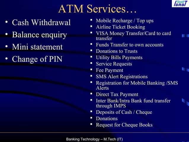 Atm technology and operations | PPT