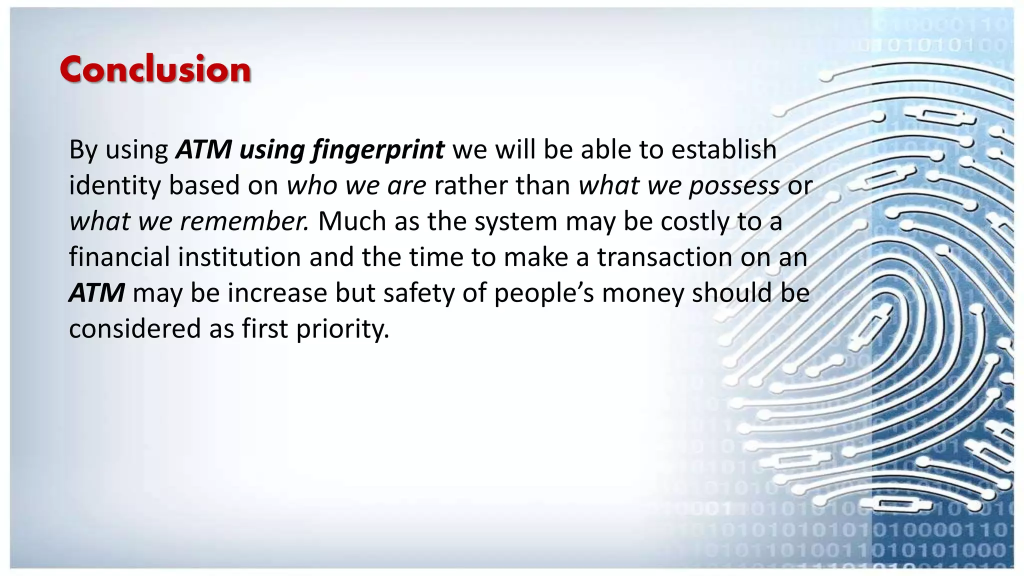 Atm using fingerprint | PPTX