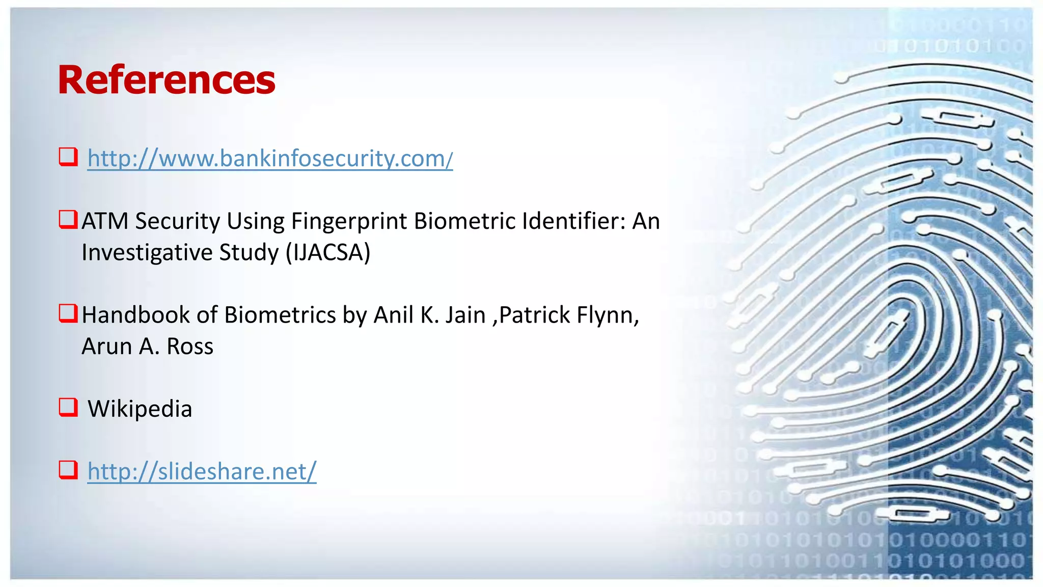 Atm using fingerprint | PPTX | Consumer Banking | Personal Finance