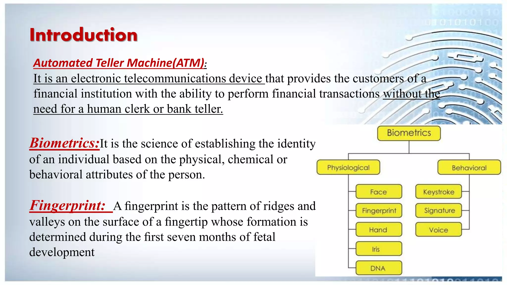 Atm using fingerprint | PPTX | Consumer Banking | Personal Finance
