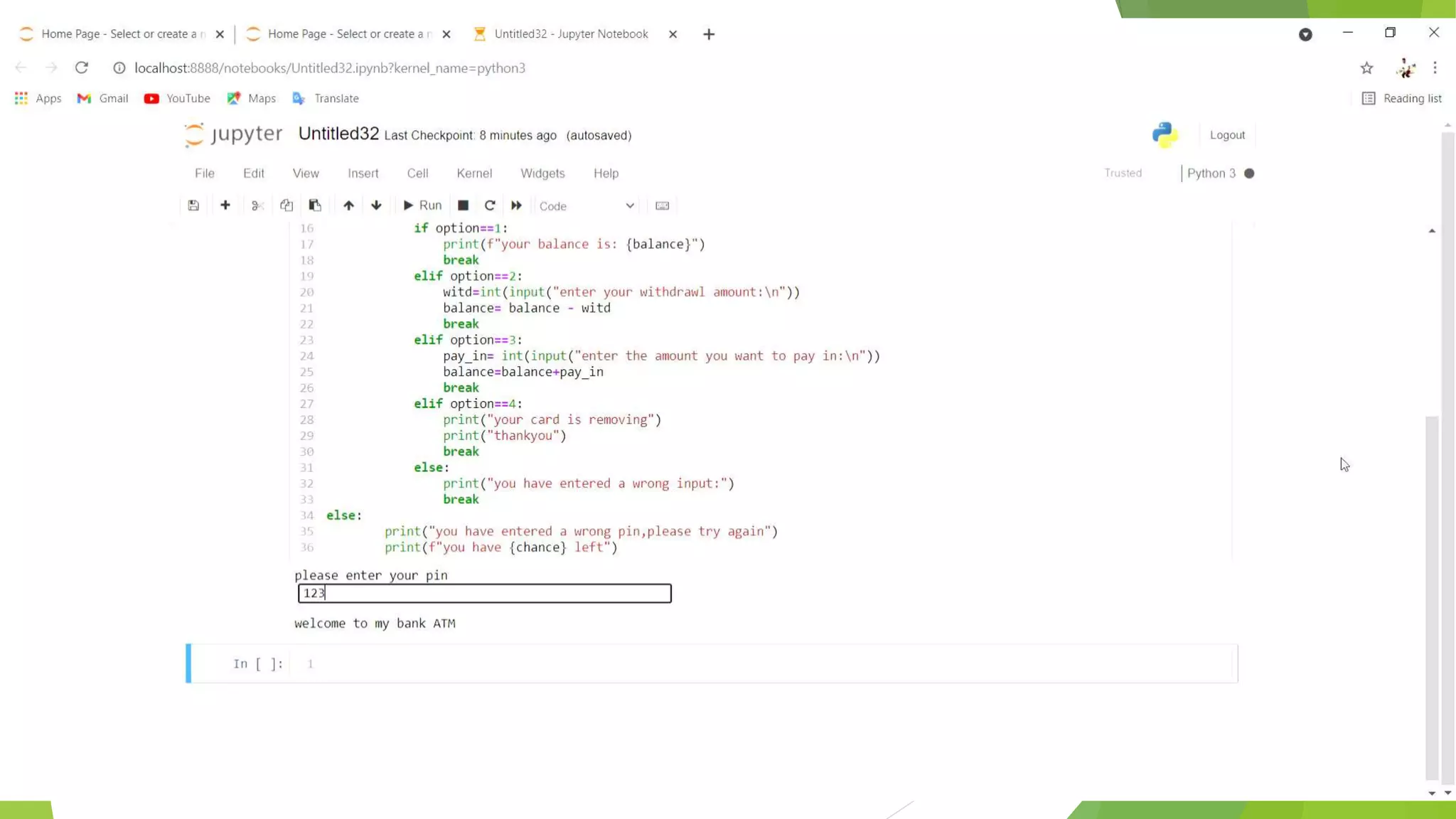 ATM USING PYTHON 2.32.pptx | Programming Languages | Computing