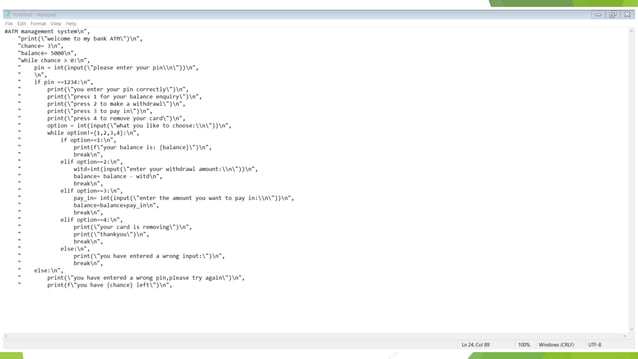 Atm Using Python 232pptx Programming Languages Computing 4077