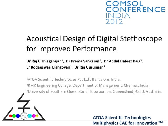 Acoustical Design of Digital Stethoscope for Improved Performance: ATOA CAE | PPT