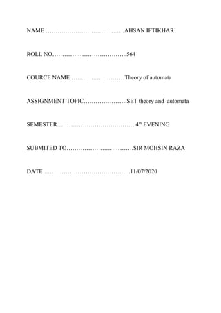 Atomata assignment 1 solution | PDF