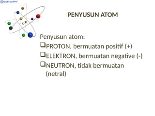 Struktur Atom Atom adalah unit dasar dari materi yang terdiri dari inti ...