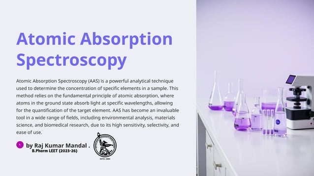 Atomic Absorption Spectroscopy on Slide Share by Raj Kumar Mandal | PPT