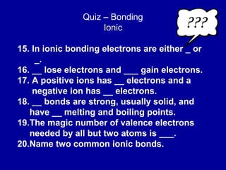 Atomic structure and Bonding | PPT