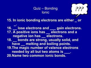 Atomic Structure and Bonding | PPT