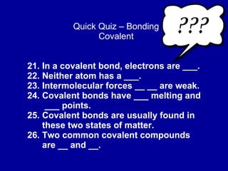 Atomic Structure and Bonding | PPT