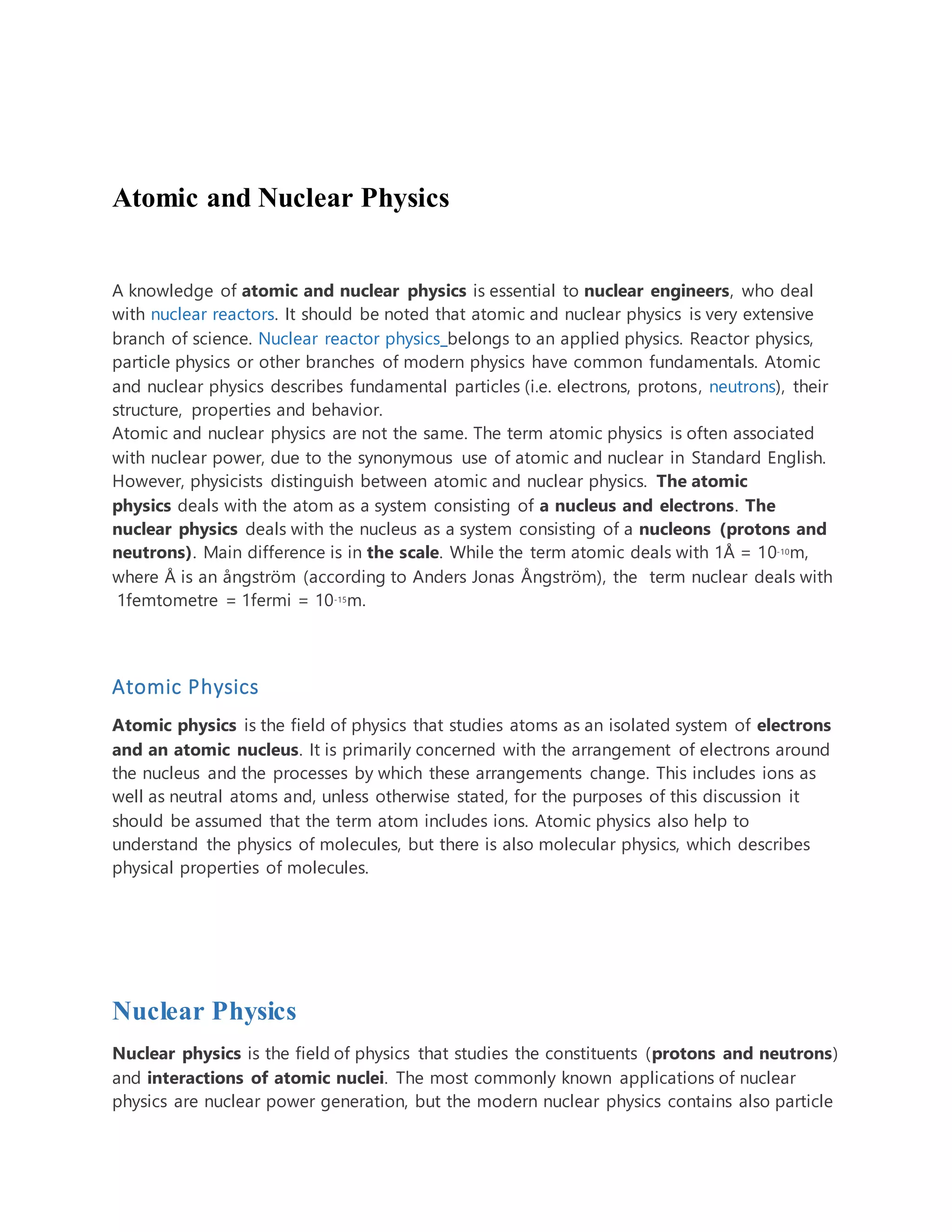 Atomic and nuclear physics | DOCX