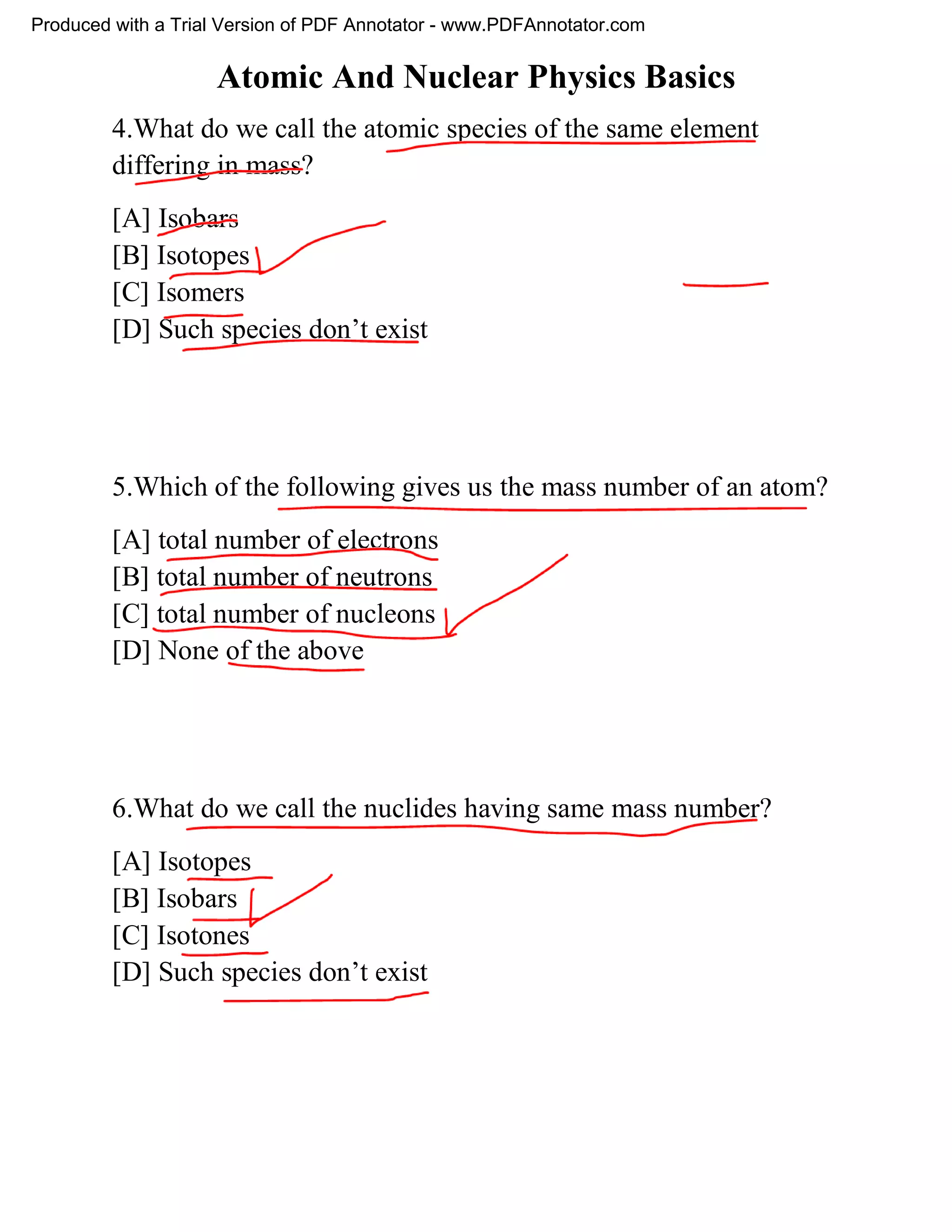 Atomic and nuclear physics basics solution | PDF