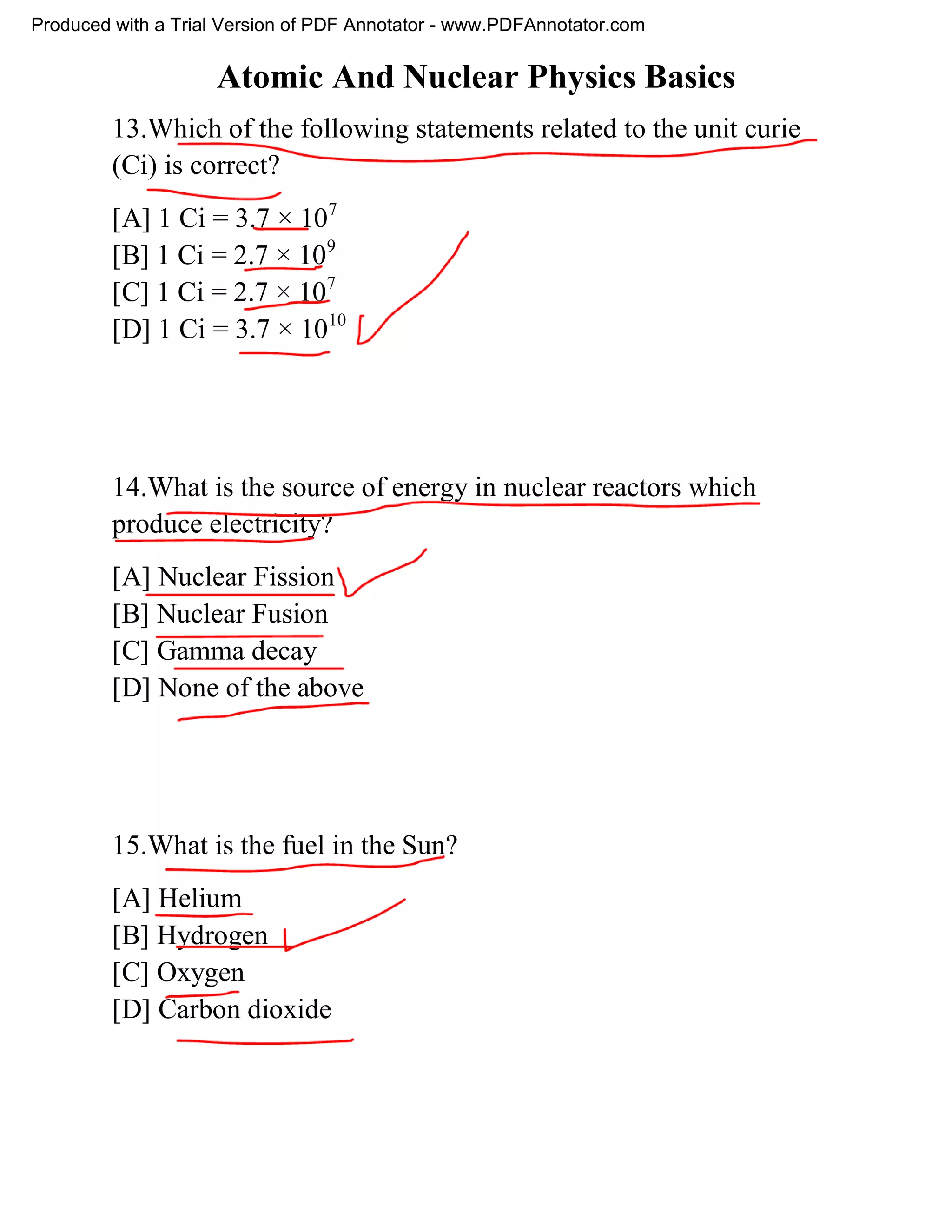 Atomic and nuclear physics basics solution | PDF