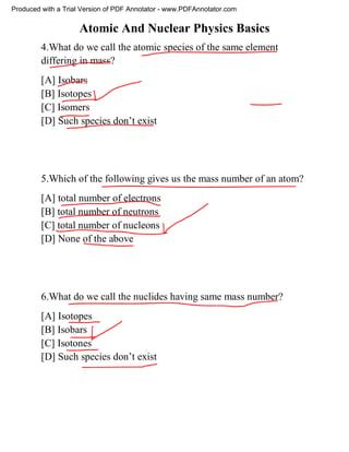 Atomic and nuclear physics basics solution | PDF